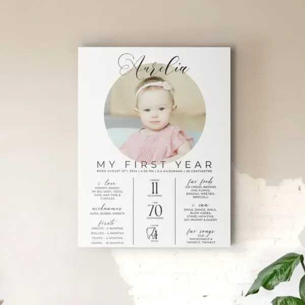 My First Year Milestone Board – Canvas and Prints